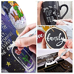 Lesun White Paint Pens Paint Markers, 12 Pack Waterproof Oil-Based Paint Pen Set Quick Dry and Permanent, Markers for Rock Painting, Stone, Ceramic, Wood, Fabric, Plastic, Canvas, Glass, Mugs, Tires…