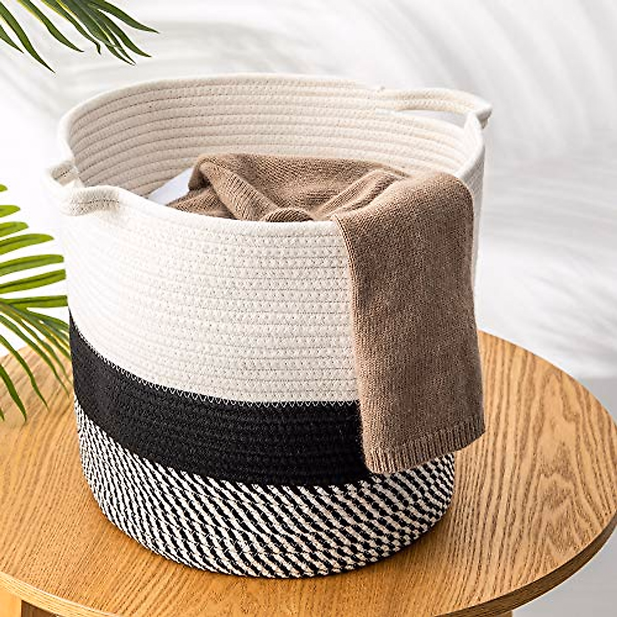 Aimjerry Cotton Rope Storage Basket 13" x 11"x 11" Decorative Woven Laundry Baskets with Handles for Living Room and Laundry