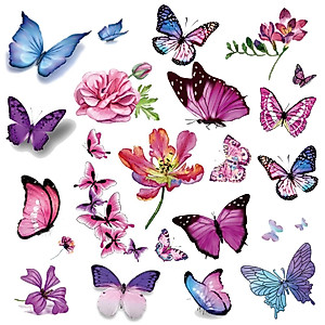 Cerlaza 3D Butterfly Tattoos Temporary, 120 Styles Butterfly Tattoos Stickers for Women and Girls, Realistic Semi Permanent Fake Tattoos for Adults, Butterfly Party Decorations