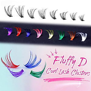 Individual Cluster Lashes 320Pcs Colored Lash CLusters DIY Eyelash Extensions 8-16mm D Curl Eyelash Clusters DIY at Home Lash Extension Fluffy Wispy Colored Lashes by ALPHONSE