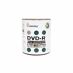 Smartbuy 1200-disc 4.7gb/120min 16x DVD-R Silver Inkjet Hub Printable Blank Recordable Media Disc