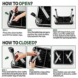 Topfun Step Stool, Hold up to 350lbs, 16x12in Large Platform Sturdy Folding Step Stools, 1-Step Steel Ladder, Portable Non-Slip Step Stools for Kids Adults Seniors at Indoor Outdoor (9 inch, Grey)