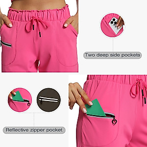 Haowind Joggers for Women with Pockets Elastic Waist Workout Sport Gym Pants Comfy Lounge Yoga Running Pants(Hot Pink XL)