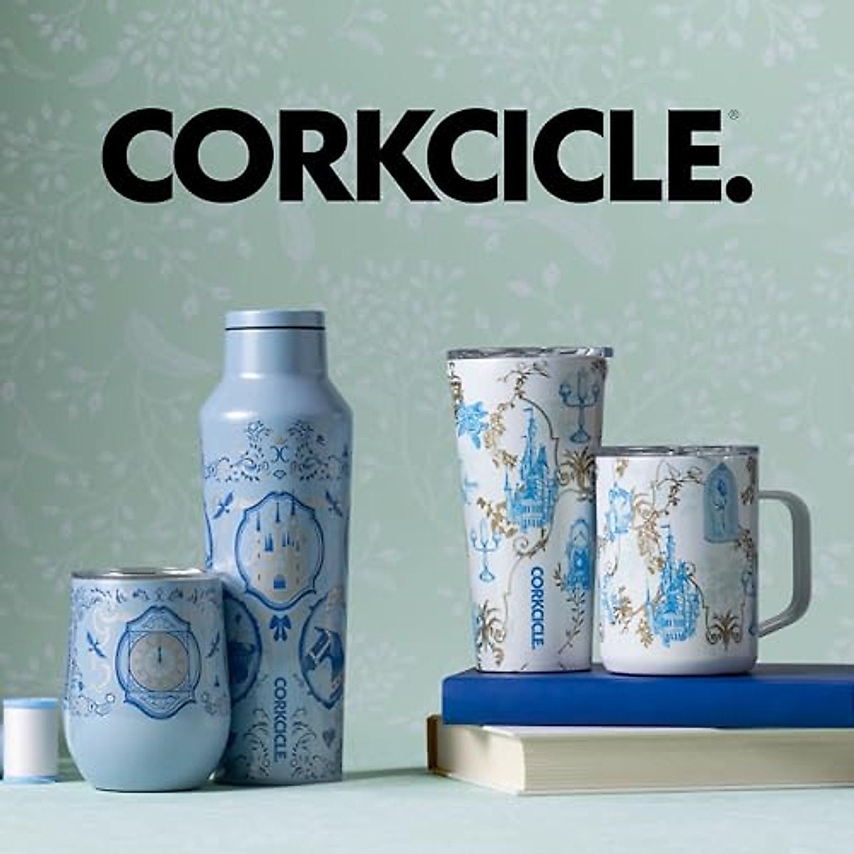 Corkcicle Disney Princess Belle Stemless Wine Glass Tumbler, Triple Insulated Stainless Steel Construction, Sliding Shatter-Proof Travel Lid, Keeps Beverages Chilled for 9 Hours, 12 oz