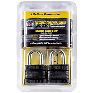 Commando Lock | Blackout Laminated Steel Padlock | Military-Grade | Gun Case Locks (2 Pack)