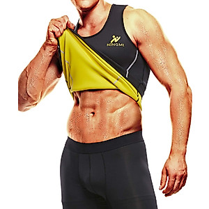 NINGMI Sweat Vest for Men Neoprene Waist Trainer Tank Weighted Vest Waist Trimmer Sauna Suit Running Vest