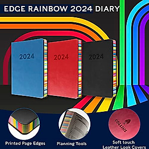 Collins Edge Rainbow 2024 Diary A5 Week to View Planner - Lifestyle Planner and Organiser for Office, Work, Personal and Home - January to December 2024 Diary - Weekly - Charcoal - ED153.U96-24