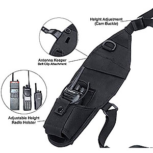 abcGoodefg Universal Left Side Radio Shoulder Holster Chest Harness Holder for Two Way Radios Walkie Talkie Rescue Essentials