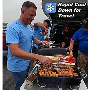 Raptor Grilling - Optimized Portable Charcoal Grill Smoker - Barbecue for Camping, Tailgating & Travel – Go Anywhere With This Tabletop Outdoor BBQ Cooker and Char-Grill, Broil, Smoke or Hibachi-BLACK