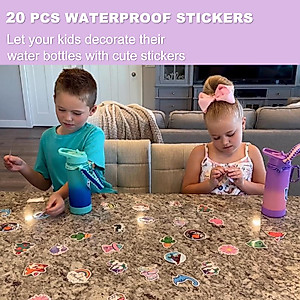 Mininoo Insulated Kids Water Bottle, 16oz Stainless Steel Water Bottle Kids with Paracord Handle for Girls, Boys（Purple/Pink）