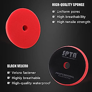 Buffing Polishing Pads, SPTA 6'' Orbital Buffer Pads Hook and Loop Buffing Pads, Foam Polish Pad 5 Grits from Coarse to Fine for 6 Inch DA Rotary Polisher Compounding, Polishing and Waxing