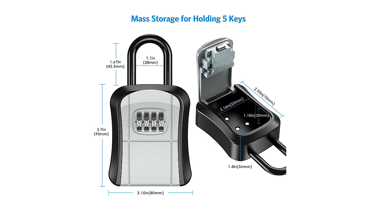 AMIR 4-Digit Key Lock Box - Secure & Portable Storage
