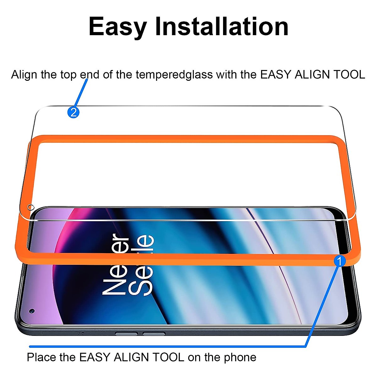 【 3-PACK】Coolpow Designed for OnePlus Nord N20 5G Screen Protector plus One Nord N20 5G Screen Protector Tempered Glass Film, 【EasyInstall Tool】 9H Hardness, Ultra HD, Scratch Resistant, Case Friendly