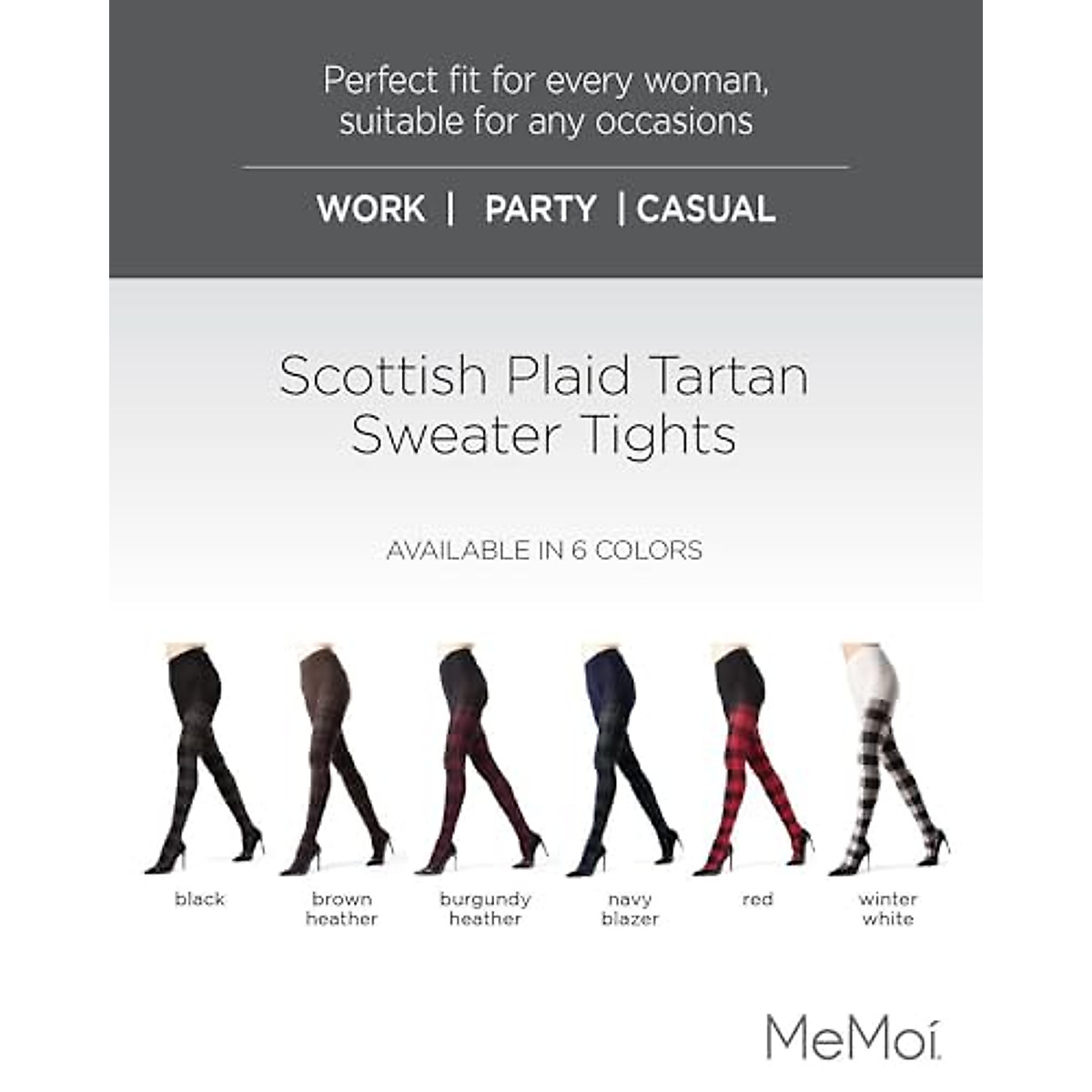 MeMoi Scottish Plaid Tartan Sweater Tights Black Medium / Large