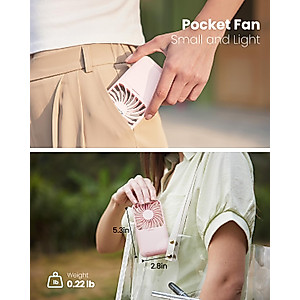 Gaiatop Handheld Mini Fan, 3 Speed Portable Lash Fan Makeup Mirror with LED Light, 2000mAh USB Rechargeable Personal Desk Fan with Stand, Small Hand Fan for Outdoor Travel Gifts for Women Girls Pink