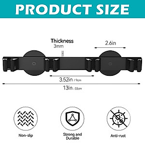 AIYOTAR Magnetic Mop Broom Holder, Strong Non Slip Magnetic Broom Mop Hanger, Heavy Duty Magnetic Hooks For Hanging Shovel Rake Tools, Wall Mounted Utility Storage Magnet Rack (4 Rack)