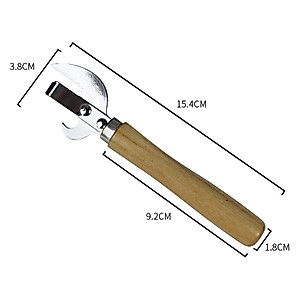 QXPDD Manual Can Opener with Wooden Handle Stainless Steel Convenient and Durable Manual Opener for Beer Bottle Household Kitchen Gadget Silver