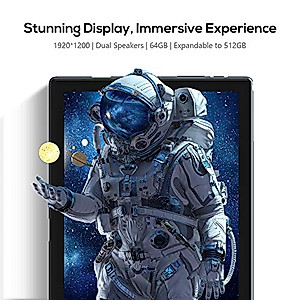 VASTKING KingPad K10 Pro 10.1" Octa-Core Tablet, 4GB RAM, 64GB Storage, Android 10, 1920x1200 Tablet with Keyboard and Stylus Pen, 60Hz Screen Rate, 13MP Rear Camera, 5G WiFi, GPS, Silver Grey