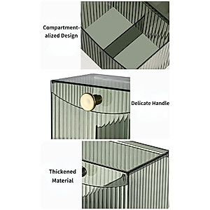 Clear Qtip Holder Dispenser for Cotton Ball and Swab Plastic with Lid Translucent Canister 2 compartment Bathroom Living Room Bedroom Vanity Makeup Organization (Green*2)