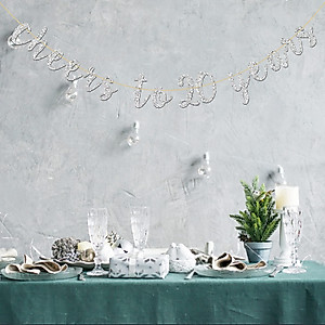 Glitter Silver Cheers to 20 Years Banner - 20th Birthday Sign Bunting 20th Marriage Anniversary Party Bunting Decoration