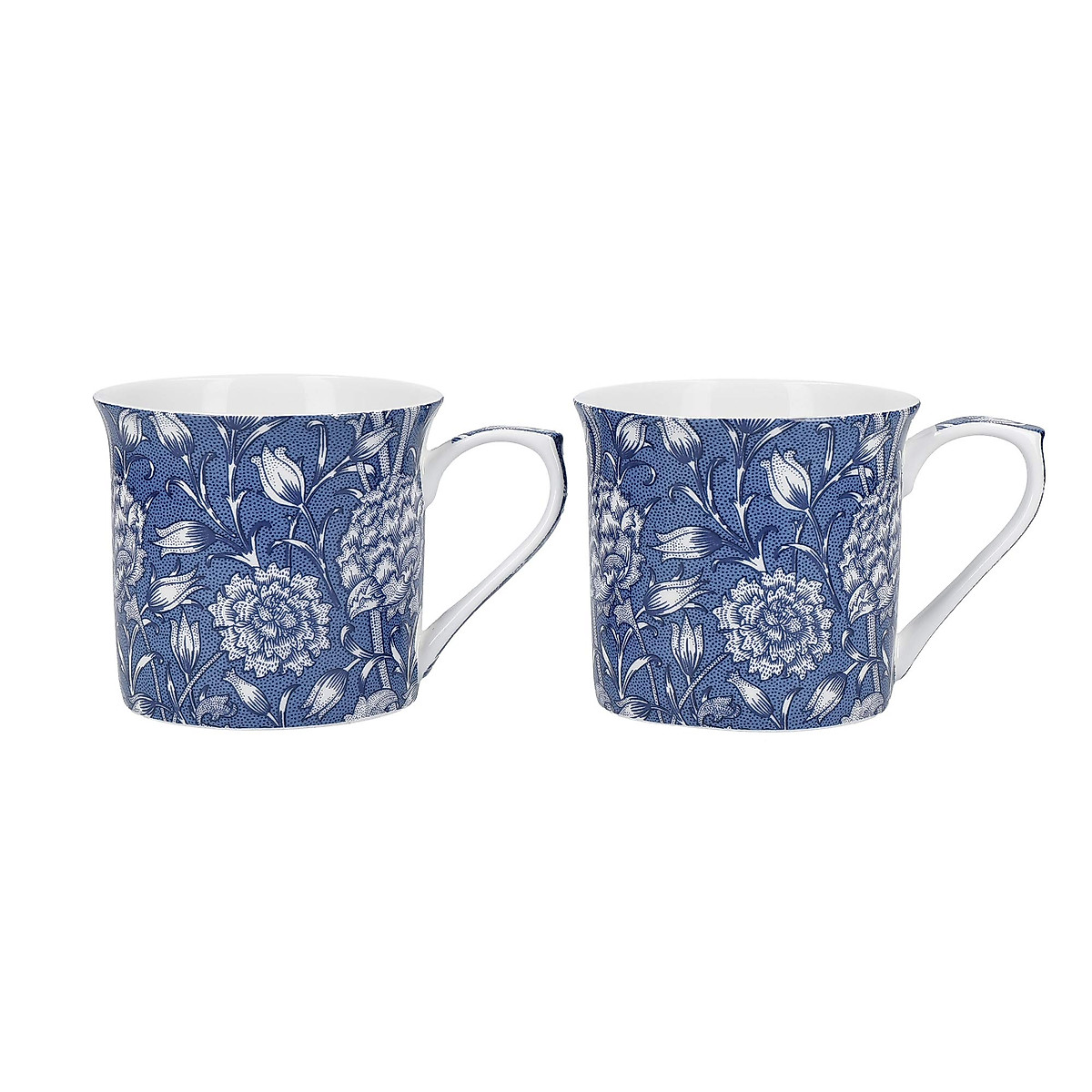 V&A Coffee and Tea Mugs, Porcelain Bone China Mug, William Morris Wild Tulip Design, 300ml, Set of 2, Gift Boxed