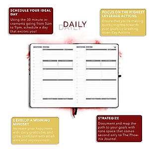 The Phoenix Planner - Best Daily Calendar and Agenda for Goal Setting, Boost Happiness and Productivity - Gratitude Journal, Habit Tracker, Quarterly Business Planner - 6 Months, Undated (Charcoal)