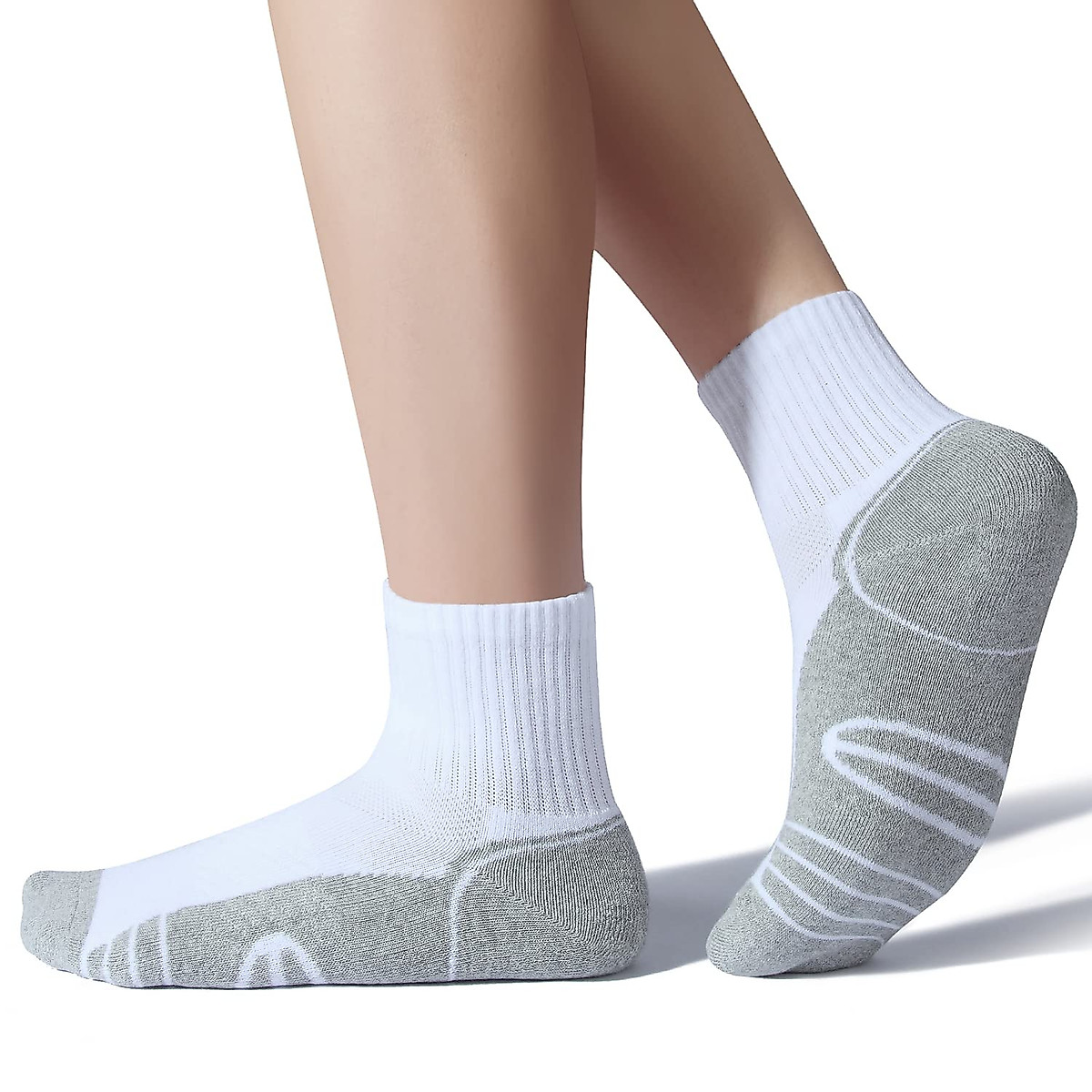 Begrily Cotton Quarter Athletic Socks for Men, Performance Cushioned Mens Ankle Sock 6-Pack