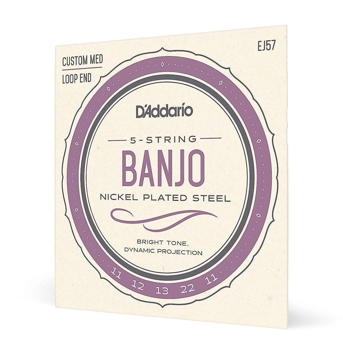 D'Addario EJ57 Nickel 5-String Banjo Strings, Custom Medium, 11-22