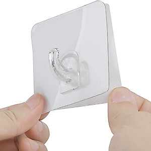 Hawsam 8PCS Clear Adhesive Sticky Wall Hooks,No Drilling Strong Waterproof Sticker Hanger for Kitchen, Shower and Bathroom 20kg/44lb. (Max Loading)