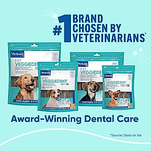 Virbac CET Veggiedent FR3SH Tartar Control Chews for Large Dogs Over 66 Pounds, Plant-Based Formula, 30 Count Bag