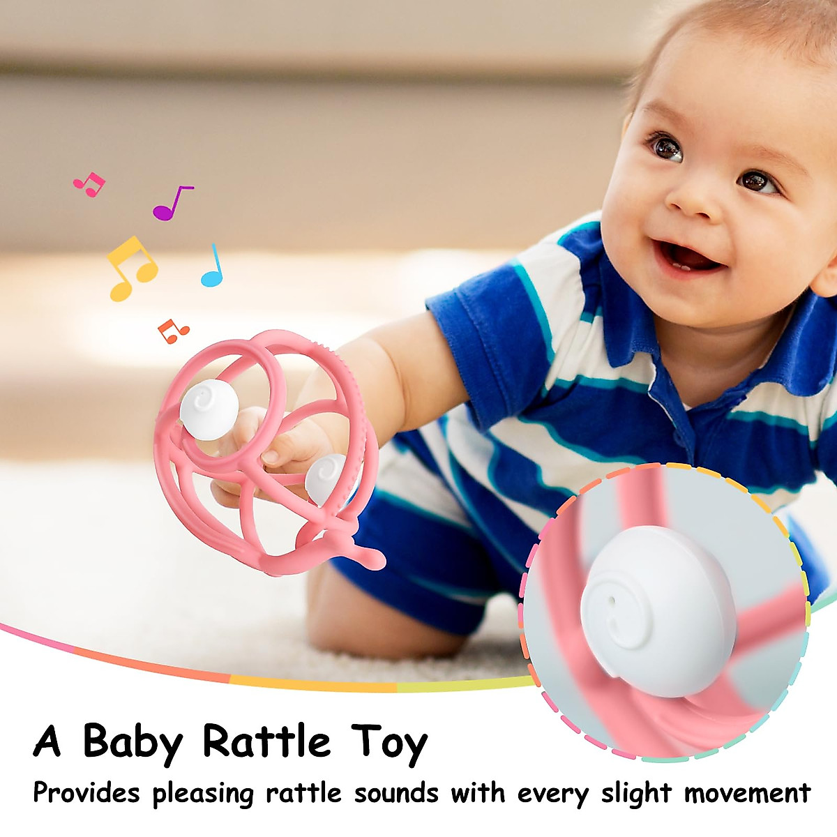 Mombella Ollie Octopus Silicone Baby Teething Toy for 3M+ Infants, Soft Silicone Baby Teether for Front and Back Teething Pain Relief, Blue