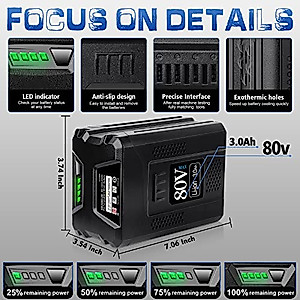 【Upgrade for Koablt 80V】 3.0Ah Replacement Battery for Kobalt 80V MAX Lithium-Ion Battery KB2580-06 KB680-06 KB280-06 2910303-RC for Cordless Power Tool High Capacity(NOT for GREENWORKS/POWERWORKS)