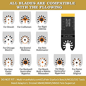 Trivd Frol 10PCS Titanium Multitool Blades, Oscillating Saw Blades Metal Cutting for Nails Wood Plastic and Hard Material Oscillating Tool Blades Kit fit Dewalt Rockwell Milwaukee Makita Bosch