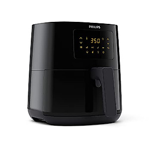 Philips Essential Airfryer Compact 1.8lb/4.1L Capacity Digital Airfryer, Black & Party Master Accessory Kit with Double Layer Rack and Silicone Muffin Cups, Silver/Red