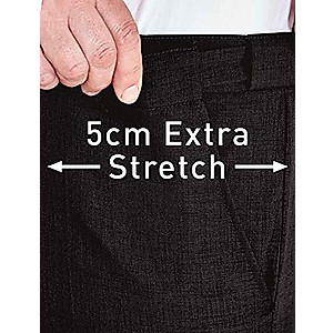 Farah | Men's | Hidden Stretch Waistband Pants | Stylish Comfort & Flexibility in Men's Tailored Slacks | Black