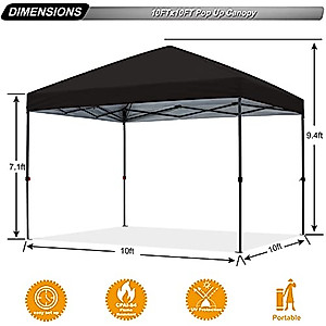 ABCCANOPY Durable Easy Pop up Canopy Tent 10x10, Black