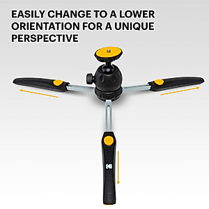Kodak Mini Tripod for Luma 75, Luma 150, Luma 350 with 360° Ball Head, Adjustable Compact 9” Tabletop Tripod, 5-Position Legs, Rubber Feet, Remote Control, Smartphone & Action Camera Adapters Included