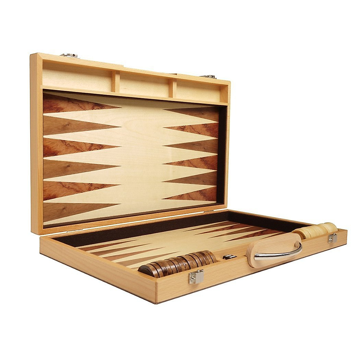 18” Wood Backgammon Set - Olive Wood - Attache Case
