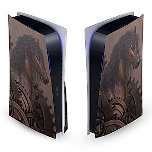 Head Case Designs Officially Licensed Simone Gatterwe Mechanical Gear Steampunk Horse Vinyl Faceplate Sticker Gaming Skin Decal Cover Compatible with Sony Playstation 5 PS5 Disc Edition Console