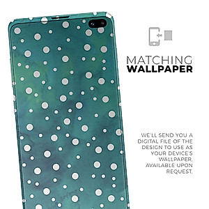 DesignSkinz Green and White Watercolor Polka Dots Protective Vinyl Decal Wrap Skin Cover Compatible with The Samsung Galaxy S20 (Screen Trim & Back Glass Skin)