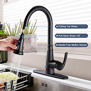 Touchless Kitchen Faucet Cobbe Pull Down Kitchen Sink Faucet with Sprayer, Motion Sensor Black