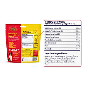 Wildpaw WonderBites for Healthy Skin and Coat - Skin & Coat Health Supplement for Dogs - Salmon Fish Oil Supplement - Hemp Chews for Dogs with Zinc - 90 Soft Chews