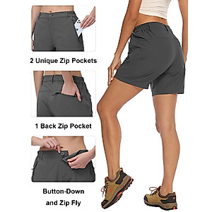 TBMPOY Womens 6" Hiking Cargo Shorts Quick Dry with Pockets Lightweight Work Golf Short Outdoor Active Summer for Women Dark Grey L