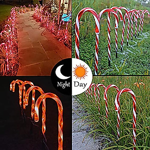 10 Pack 21in Candy Cane Pathway Lights (with Stakes) Outdoor Markers Christmas Decorations Lights with 8 Lighting Modes, for Xmas Holiday Party Walkway Patio Garden Decor