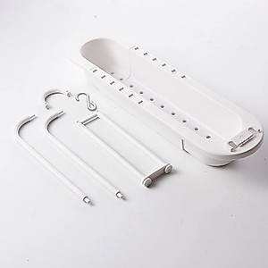 SEASD Kitchen Telescopic Sink Shelf Draining Rack Soap Sponge Rack Towel Rack (Color : Gray, Size : 25.5 * 36.9cm)