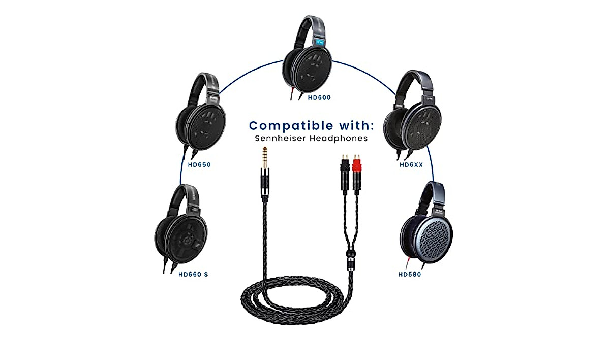 weishan 4.4mm Balanced Cable Replacement for Sennheiser HD600, HD650 ...