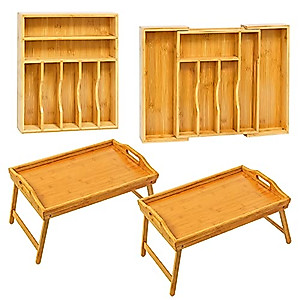 2 Pack Bed Tray Table & 2 Pack Silverware Organizer
