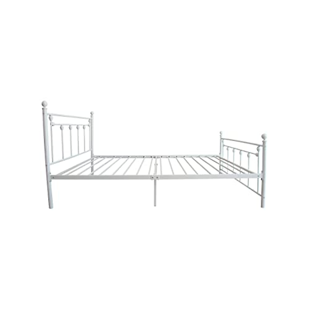 Anwickmak Twin Size Metal Bed Frame with Headboard and Footboard/No Box Spring Needed Mattress Foundation (White)