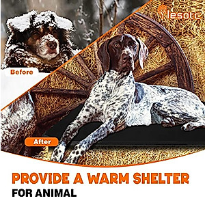 Large Extreme Weather Outdoor Dog Heating Pad with Timer,Safety Pet Heating Pad for Dog Kennel,Waterproof Heated Bed Mat,Adjustable Warming Mat with 6 Levels Temp& 4 Timers for Whelping Box Deck