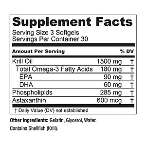 KrillWell Heart, Joint, and Cognitive Support | Certified Sustainable Krill Oil 2X More Effective Than Fish Oil - 30 Day Supply